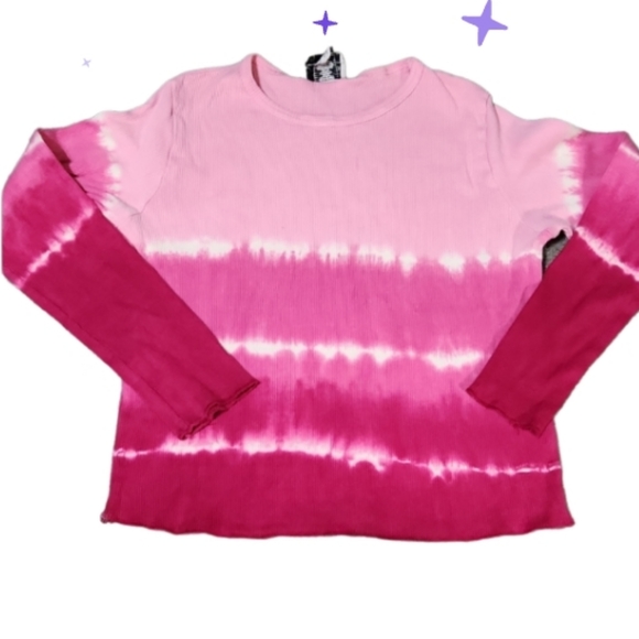 Tops | Juniors Lg Hot Pink Berry Stretch Semi Fit Ribbed Tie Dyed Top ...